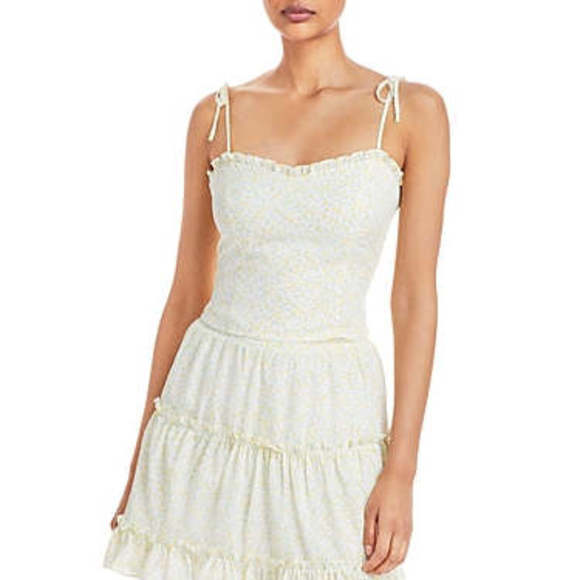 Aqua | Tops | Aqua Printed Ruffled Cropped Top | Poshmark